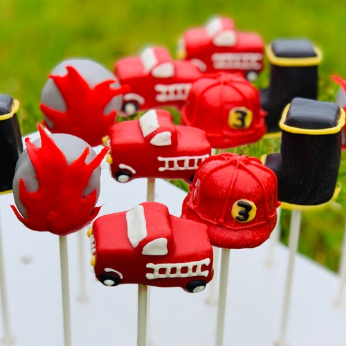Fire Truck and Fireman Cake Pops - Etsy