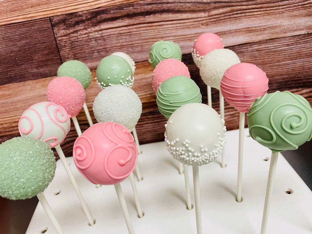 Sage Green, Pink & White Cake Pops - Etsy