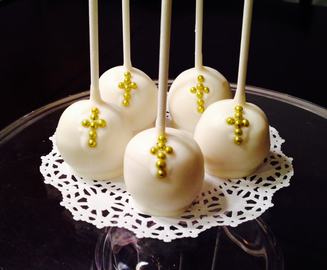 Cross or Rosary, Baptism, Confirmation Cake Pops - Etsy