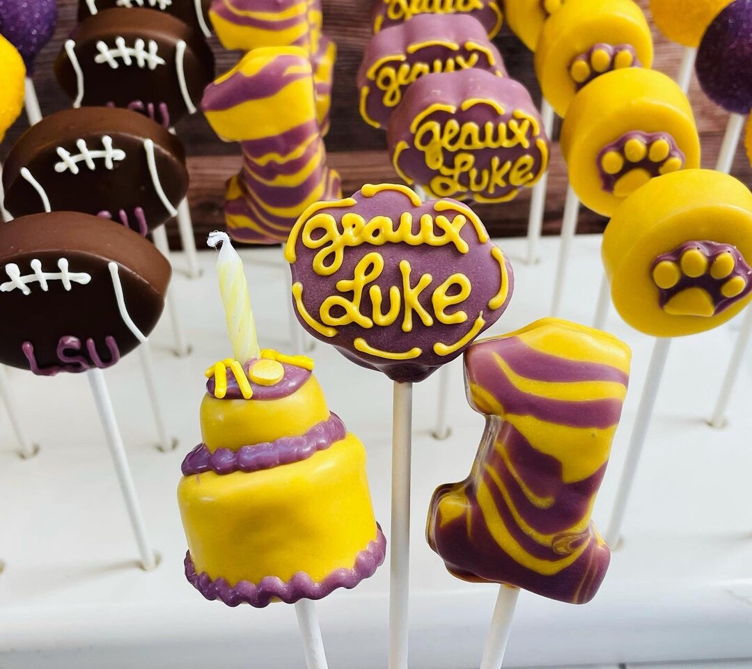 LSU Birthday Cake Pops - Etsy