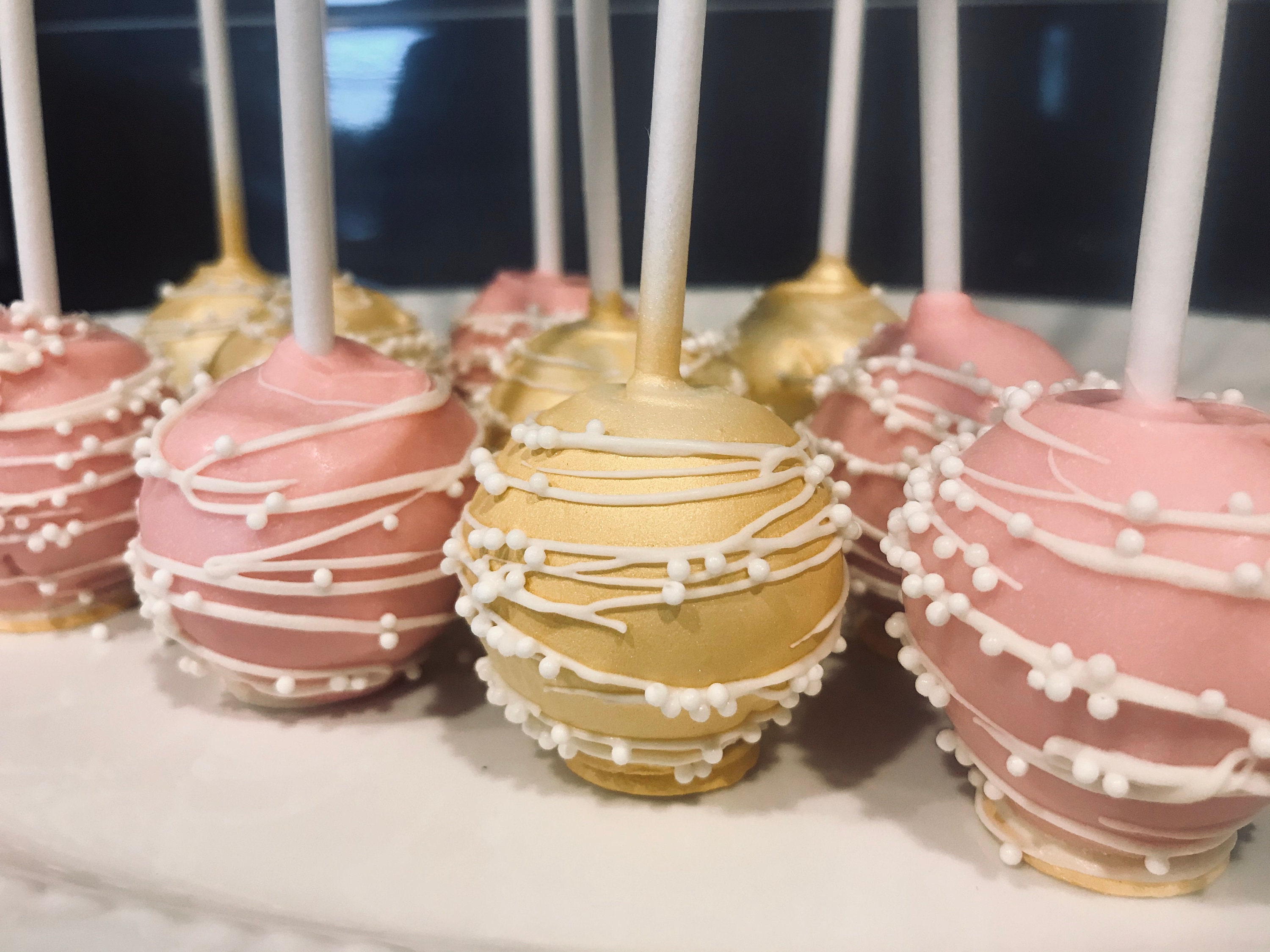 Pink and Gold Cake Pops - Etsy