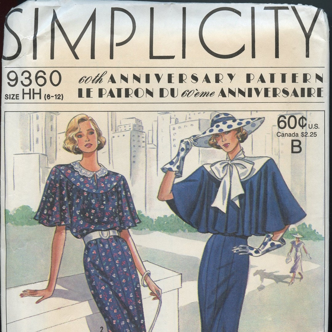 Simplicity 9360 Reprint of 1920s Flutter Sleeve Dress Pattern Reprinted ...