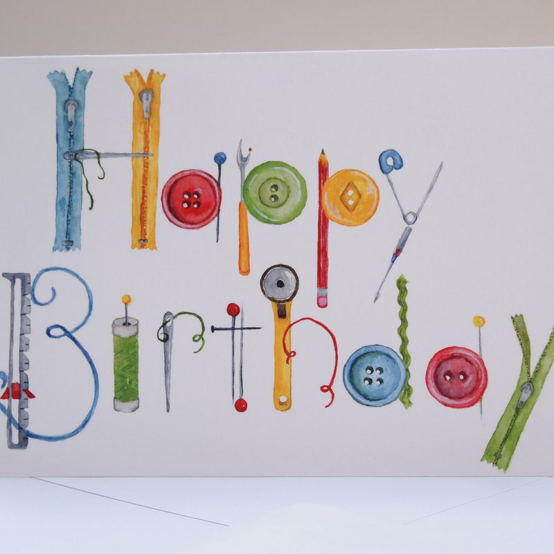 Sewing Birthday Card - Etsy