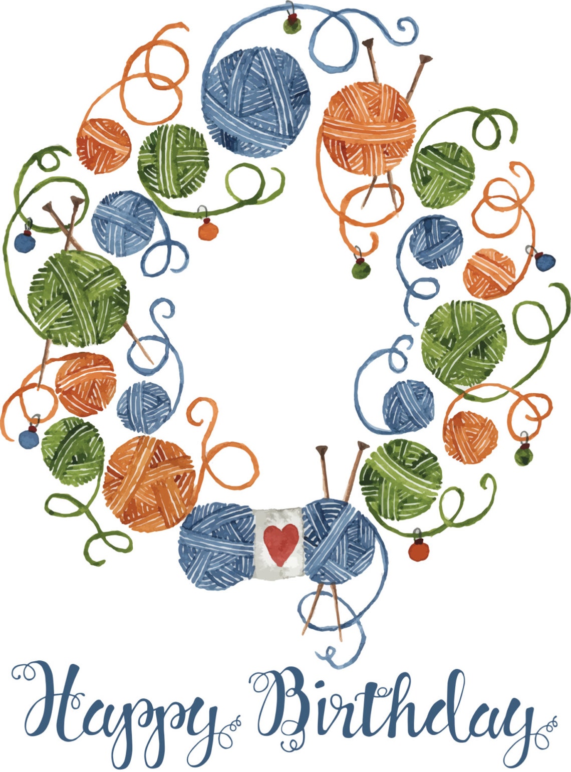 Knitting Birthday Card unique hand painted one of a kind - Etsy.de