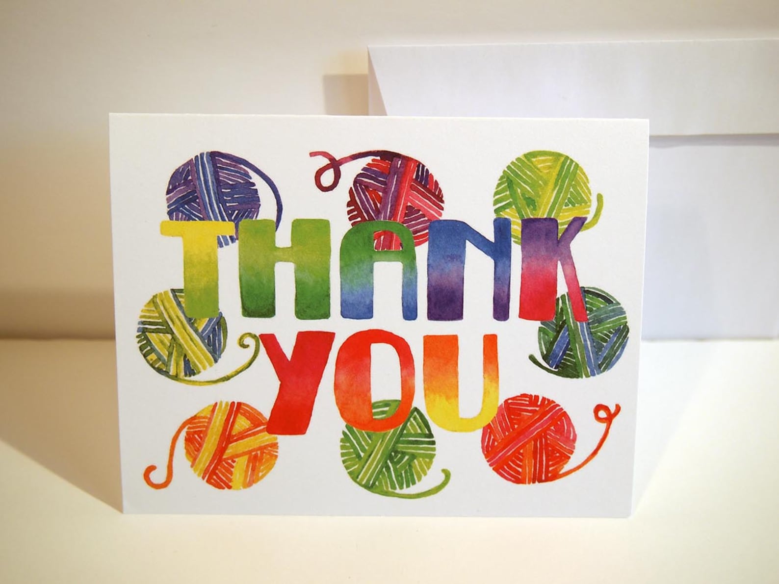 Knitting Thank You Greeting Card. White card stock. 5.5 X 4.25 | Etsy