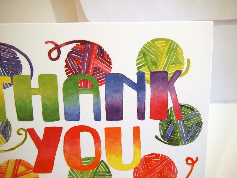 Knitting Thank You Greeting Card. White card stock. 5.5 X 4.25 | Etsy