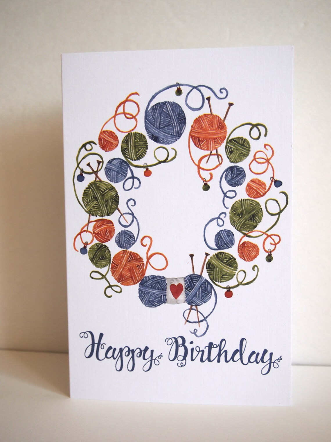 Knitting Birthday Card unique hand painted one of a kind - Etsy.de