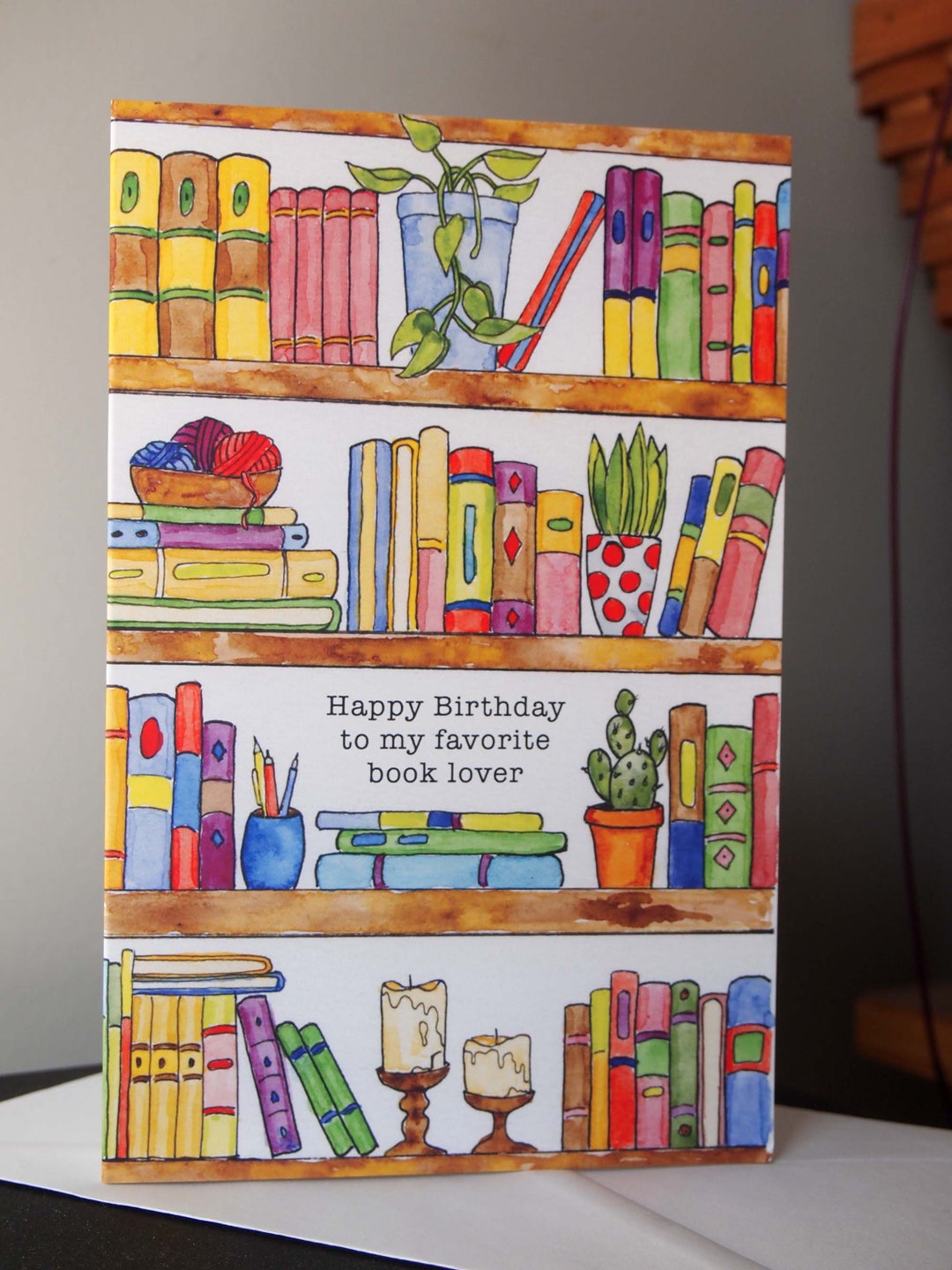 Book Lover Birthday Card, Unique for an Avid Reader, Hand Painted ...