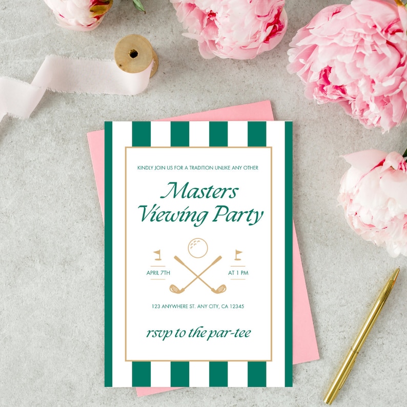 Masters Party Invitation Editable Canva Download - Etsy
