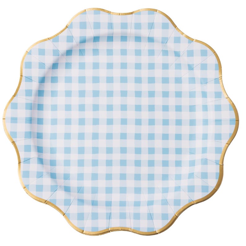 Elegant Blue Gingham Dinner Plates - Etsy