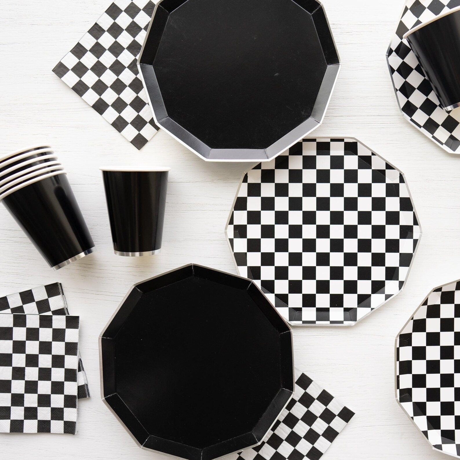 Black & White Checker Dinner Plates - Etsy