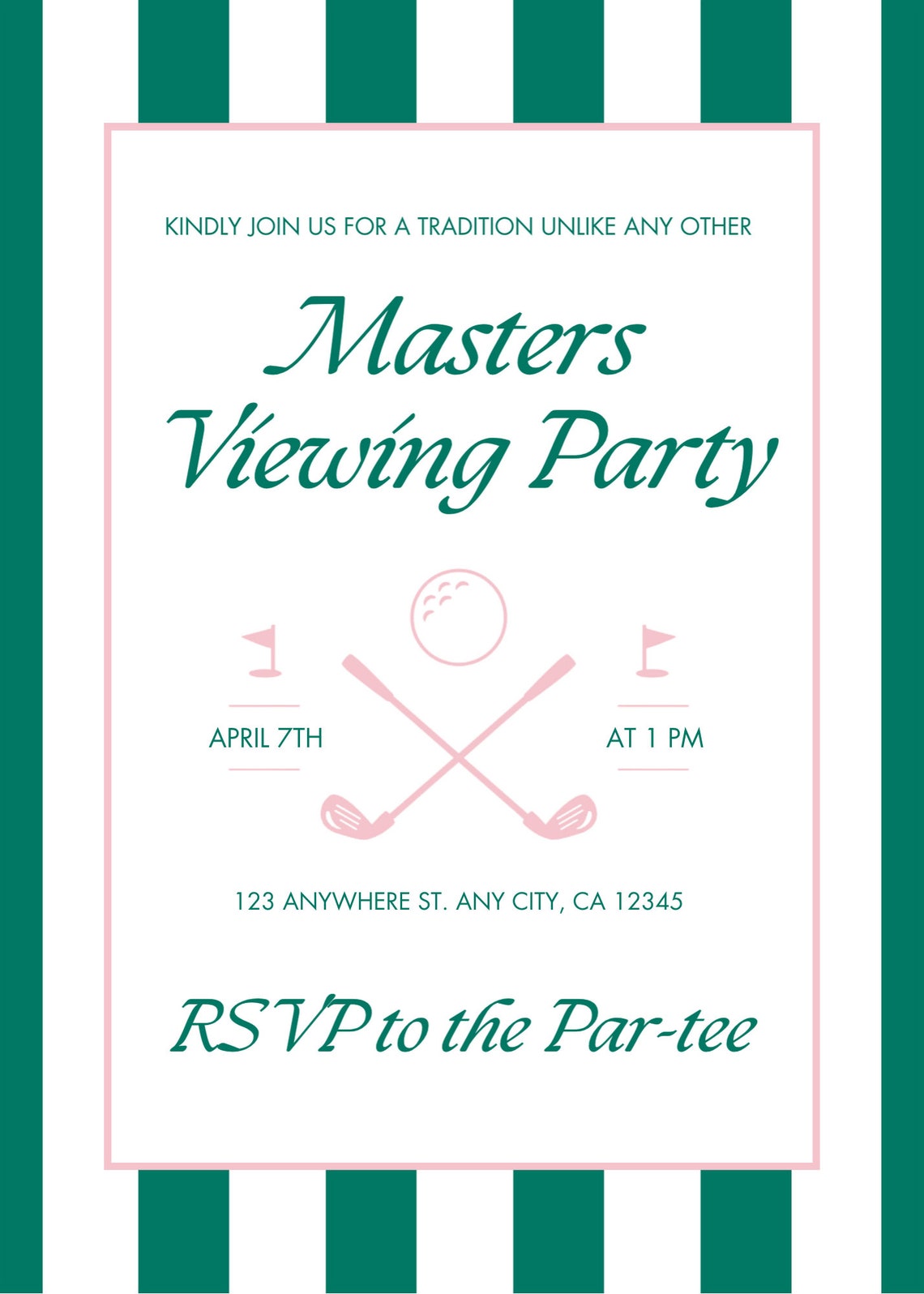 Masters Party Invitation Editable Canva Download - Etsy