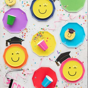 Smiley Face Premium Paper Party Plates Small Cake Size - Etsy