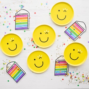Smiley Face Premium Paper Party Plates Small Cake Size - Etsy