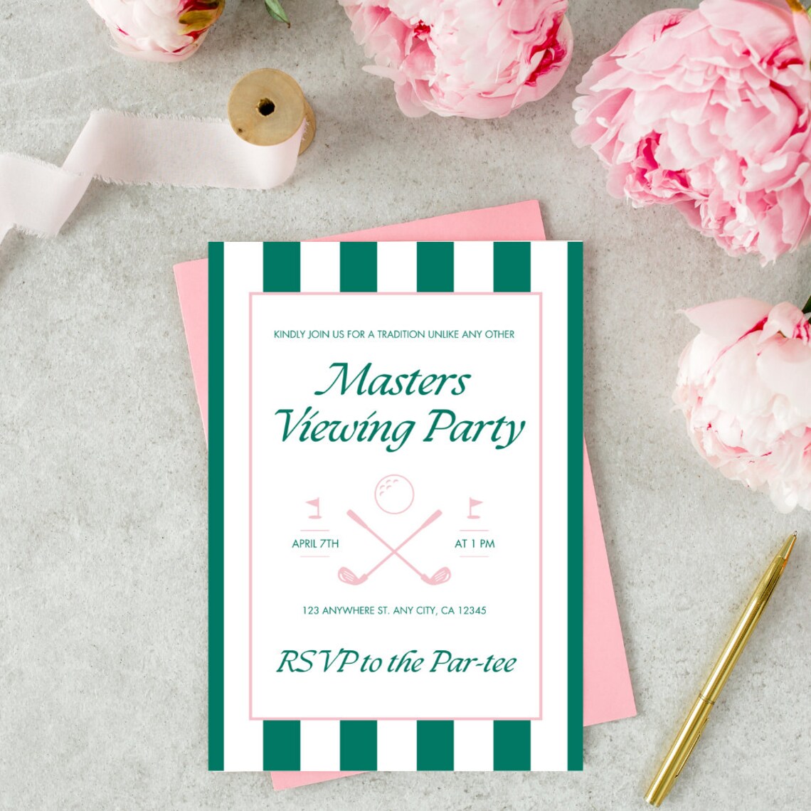 Masters Party Invitation Editable Canva Download - Etsy