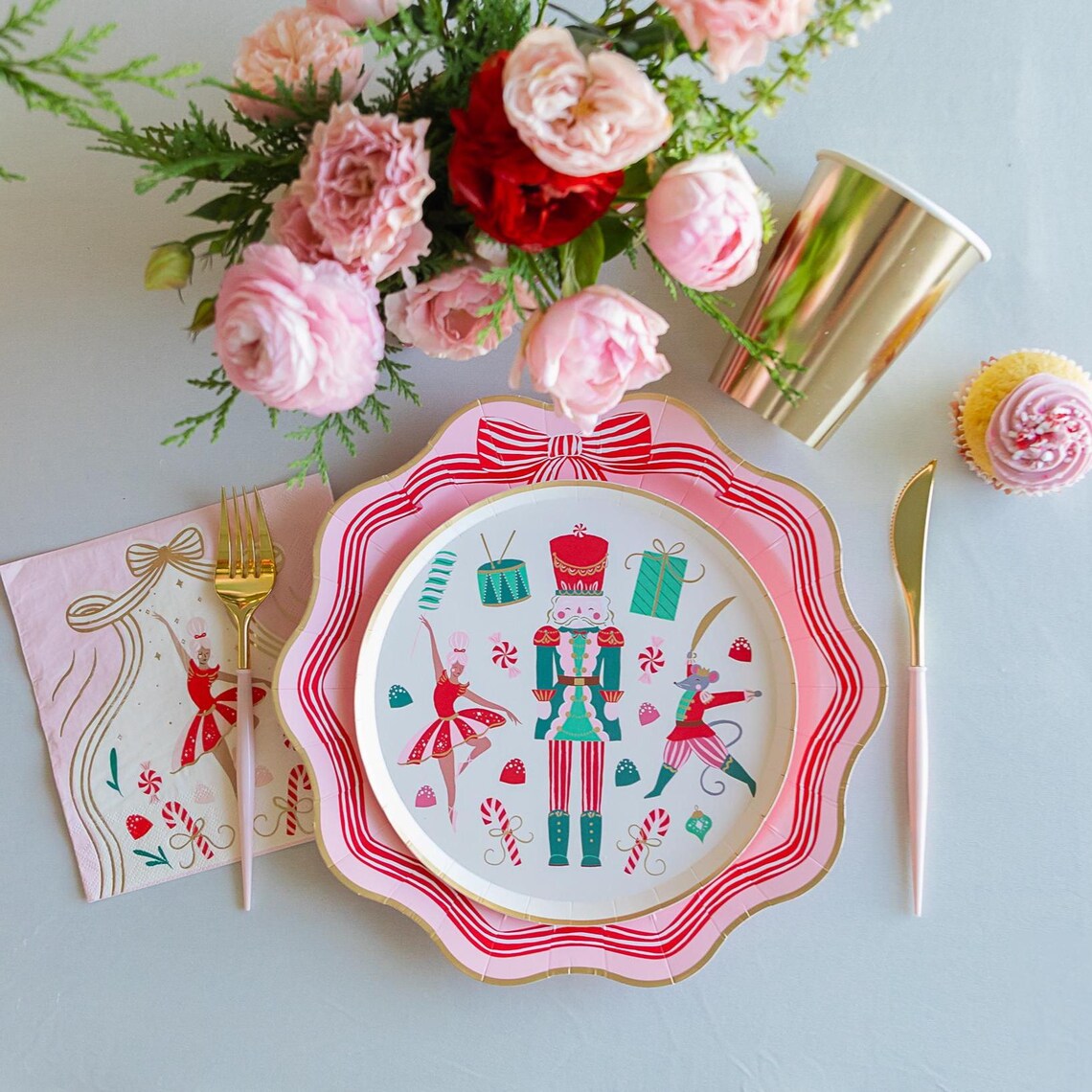 Elegant Pink Peppermint Bow Dinner Plates - Etsy