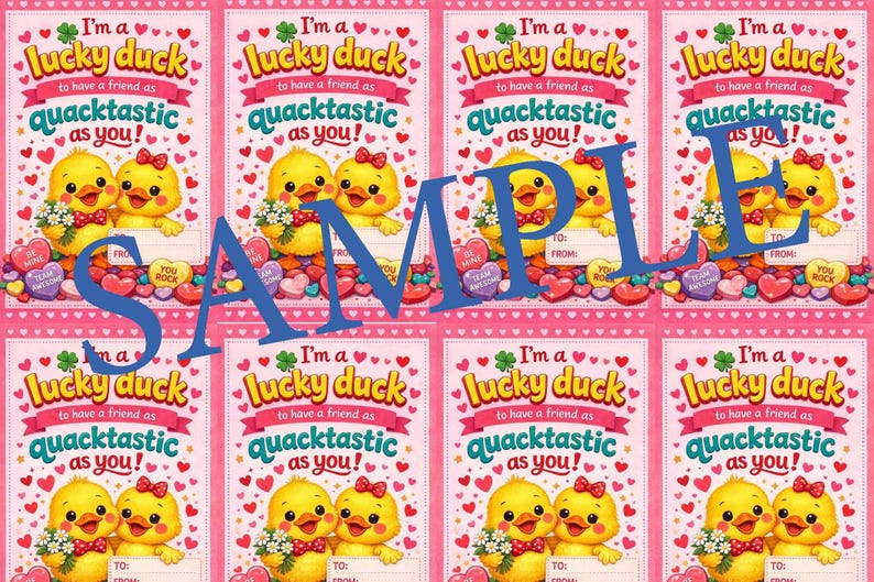 Lucky Duck Valentines - Printable PDF - Etsy