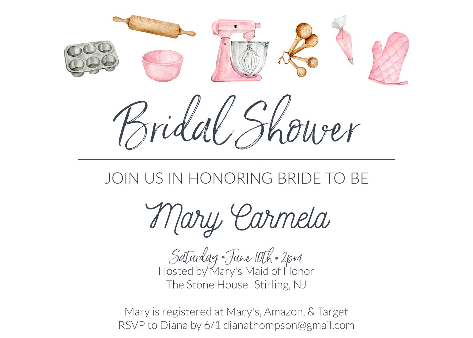 Bridal Shower Invitation Baking Theme | Etsy