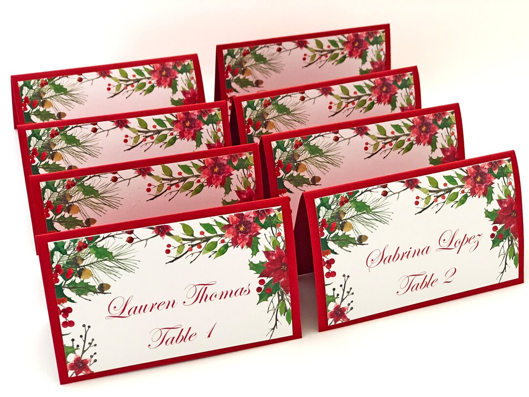 Christmas Place Cards, Wedding Name Cards, Holiday Party, Christmas ...