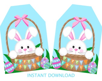 Printable Easter Gift Tags, Easter Basket Favor Tags, Easter Bunny Gift ...