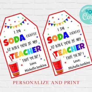 Soda Gift Tags, Back to School, First Day of School Teacher ...