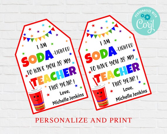 Soda Gift Tags Back to School First Day of School Teacher - Etsy