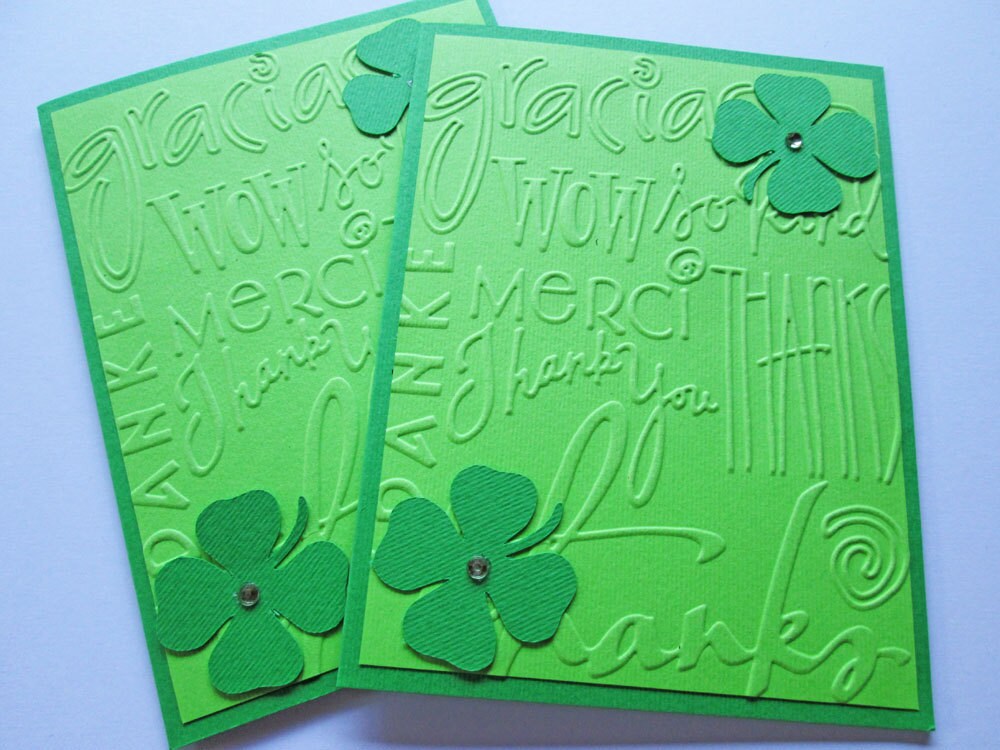 4 St. Patrick's Day Cards Shamrock Thank You Cards | Etsy