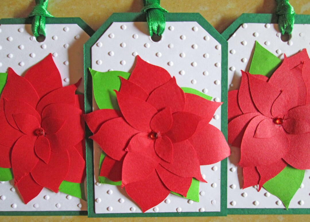 Poinsettia Christmas Gift Tags - Christmas Tags - Holiday Gift Tags ...