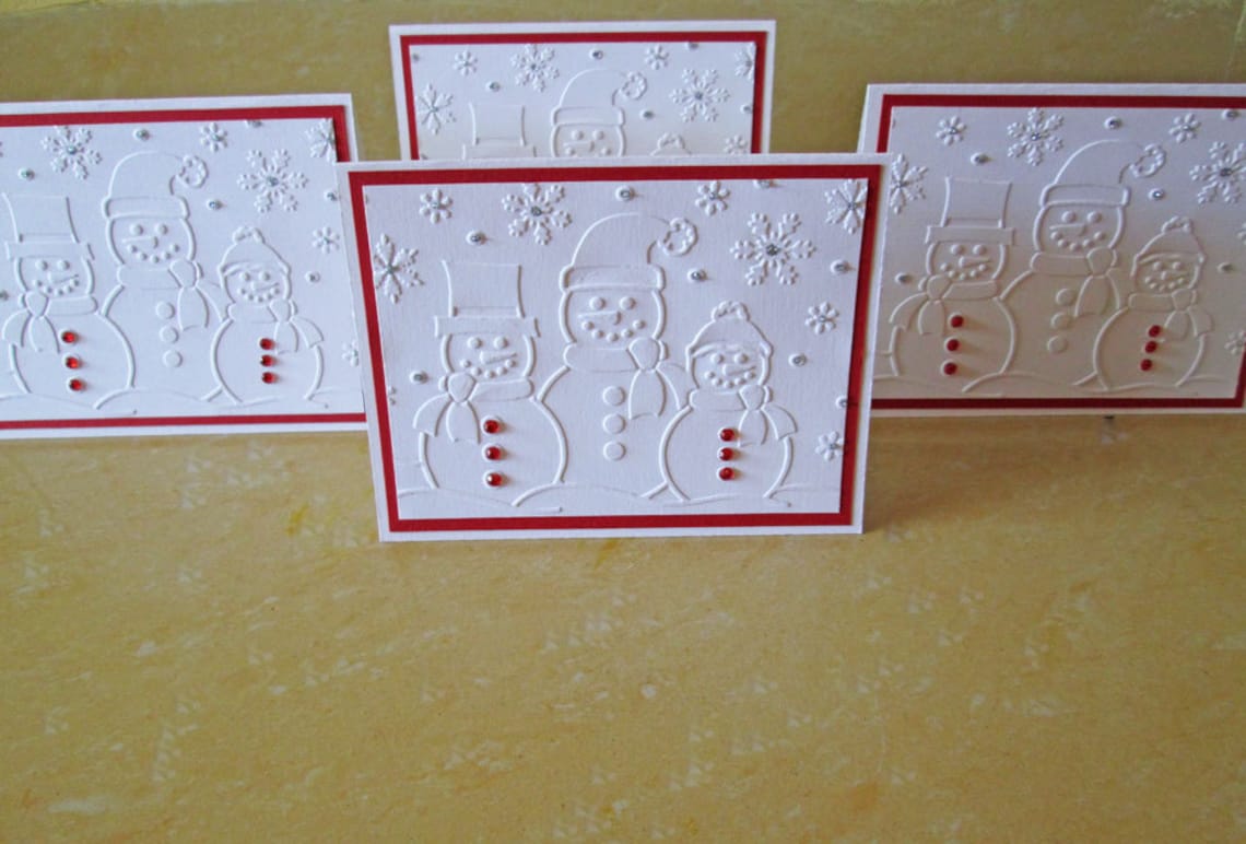 Embossed Snowmen Christmas Cards, Christmas Card Set, Holiday Cards ...