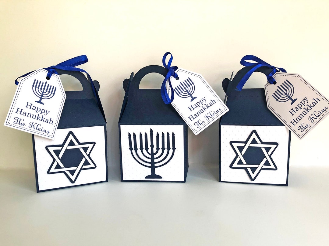 Happy Hanukkah Gift Box, Hanukkah Favor Box, Jewish Holiday Treat Bag ...