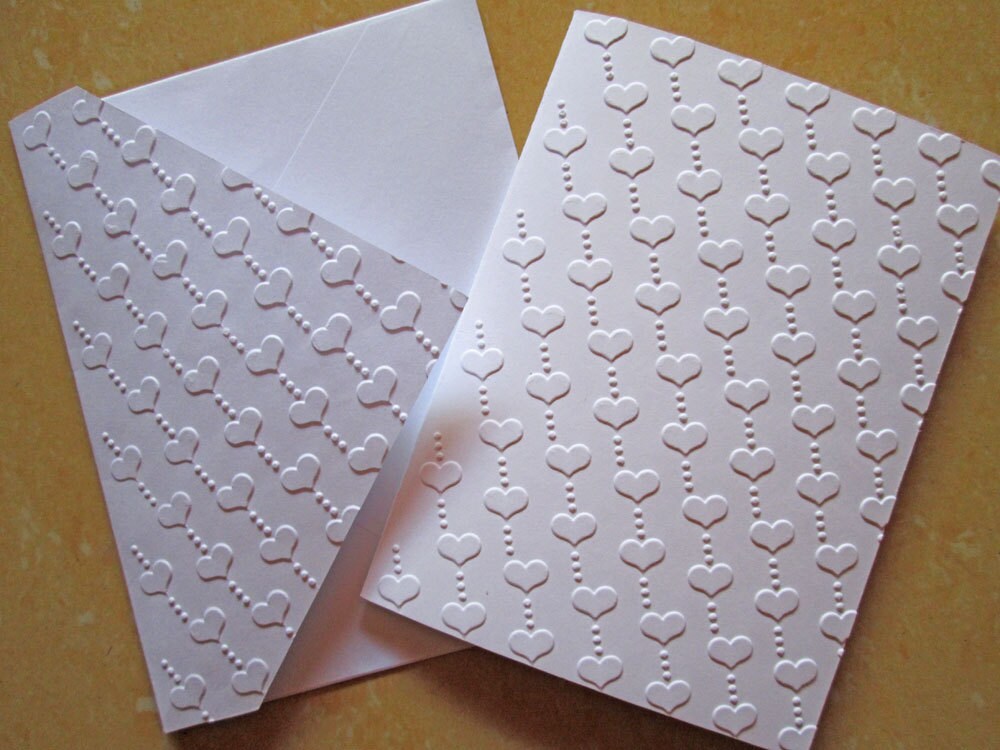 Hearts Embossed Handmade Card Set, Blank Notecards - Etsy
