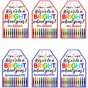 Here's to a Bright School Year Gift Tags, First Day of School, Back to ...