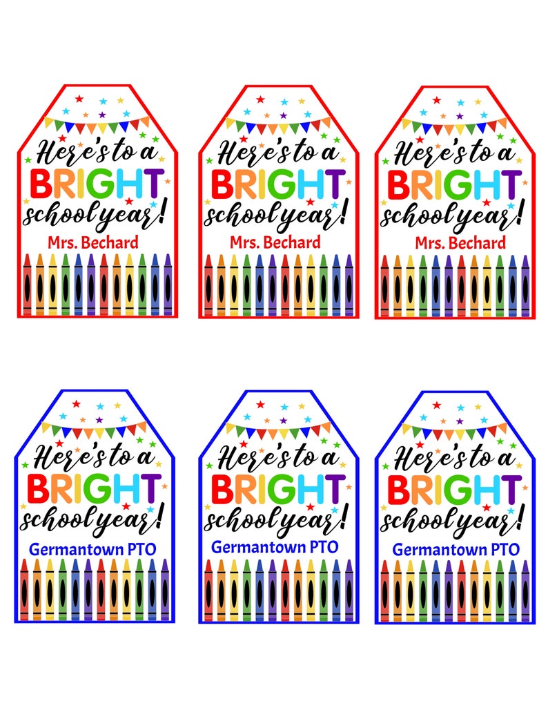 Here's to a Bright School Year Gift Tags First Day of - Etsy