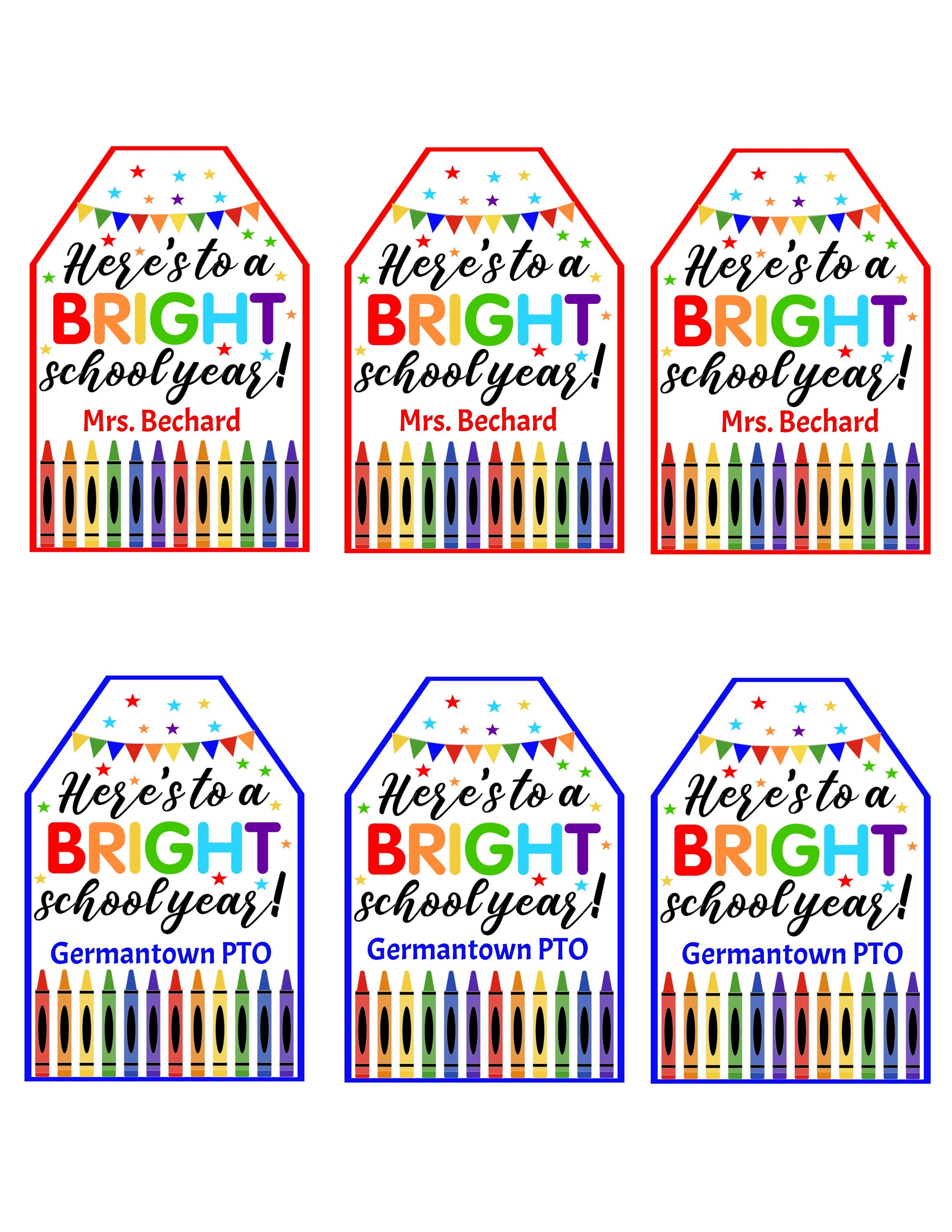 Here's to a Bright School Year Gift Tags First Day of | Etsy