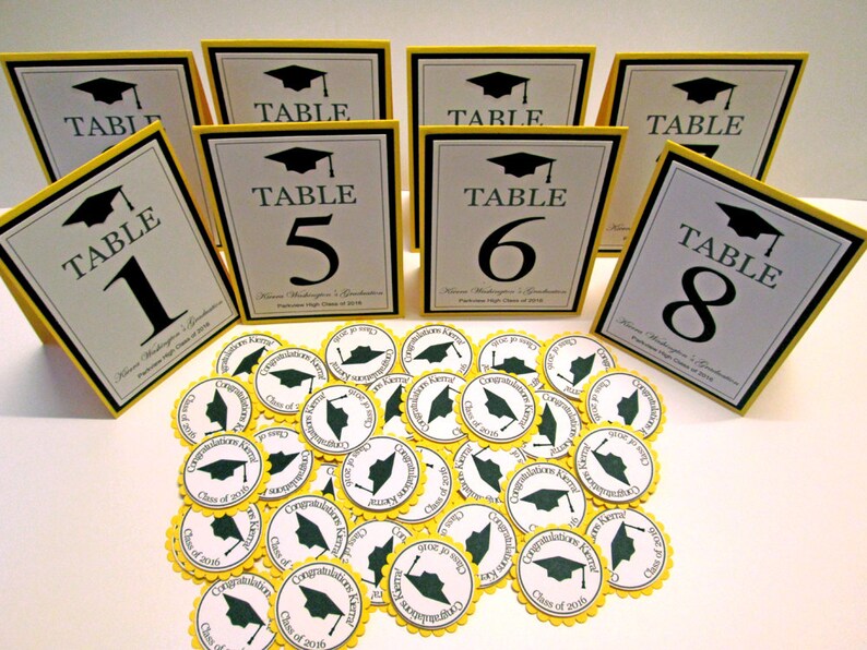 Graduation Table Numbers, Graduation Table Cards, High School, College ...