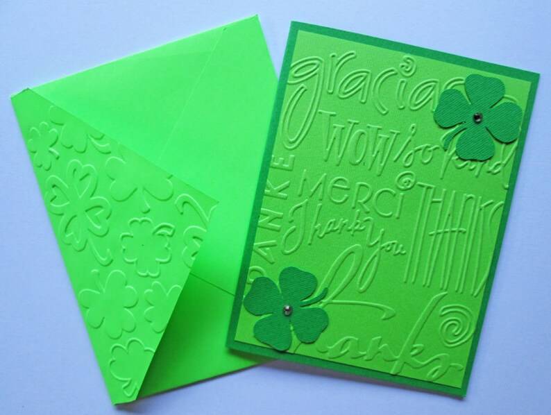 4 St. Patrick's Day Cards Shamrock Thank You Cards | Etsy