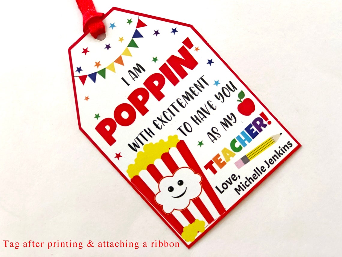 Popcorn Gift Tags Back To School Favor Tags First Day of | Etsy