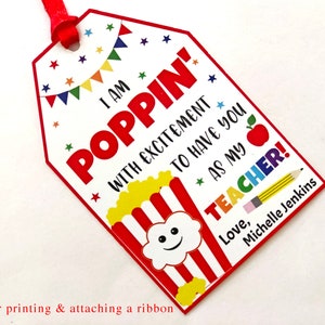 Popcorn Gift Tags, Back to School Favor Tags, First Day of School ...