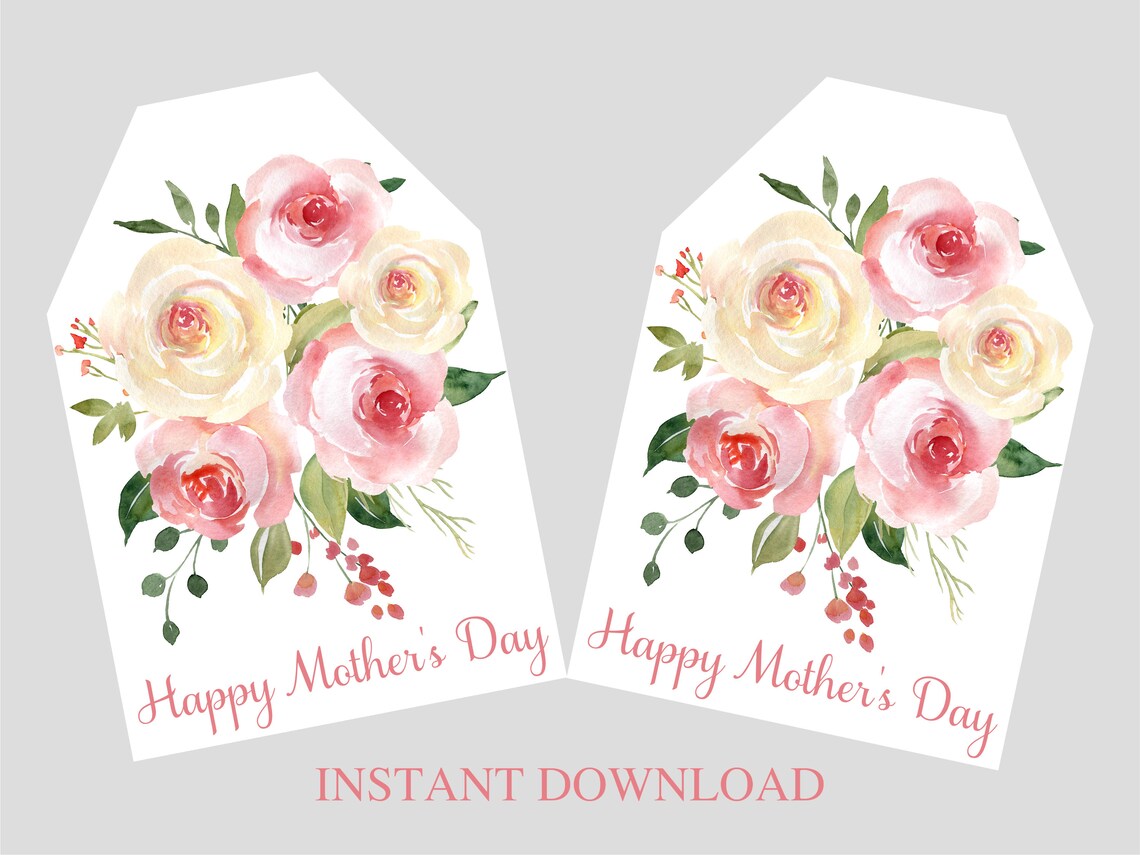 Happy Mothers Day Gift Tags Printable Digital Floral - Etsy