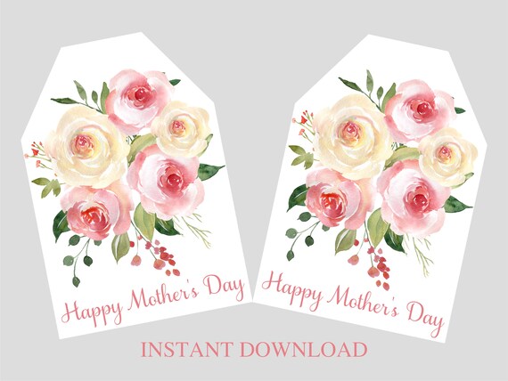 Happy Mothers Day Gift Tags Printable Digital Floral - Etsy
