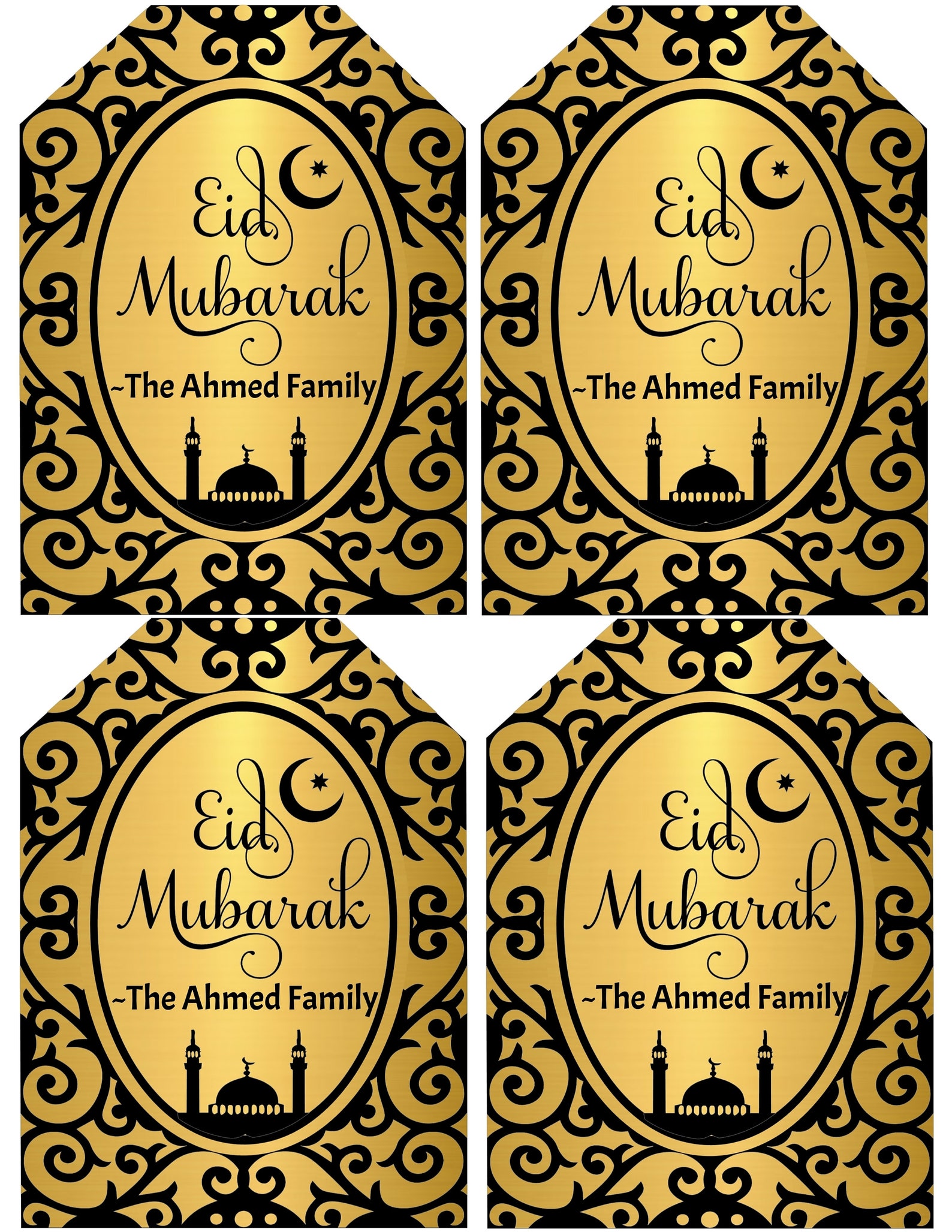 Eid Mubarak Favor Tags, Printable Eid Gift Tags, Happy Eid Tags, Labels ...