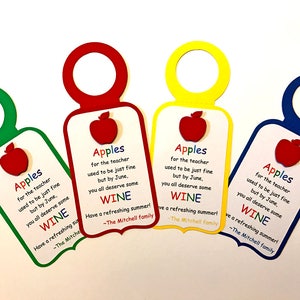 6 Teacher Gift Tags, Teacher Appreciation, Teacher Wine Tags, Teacher ...