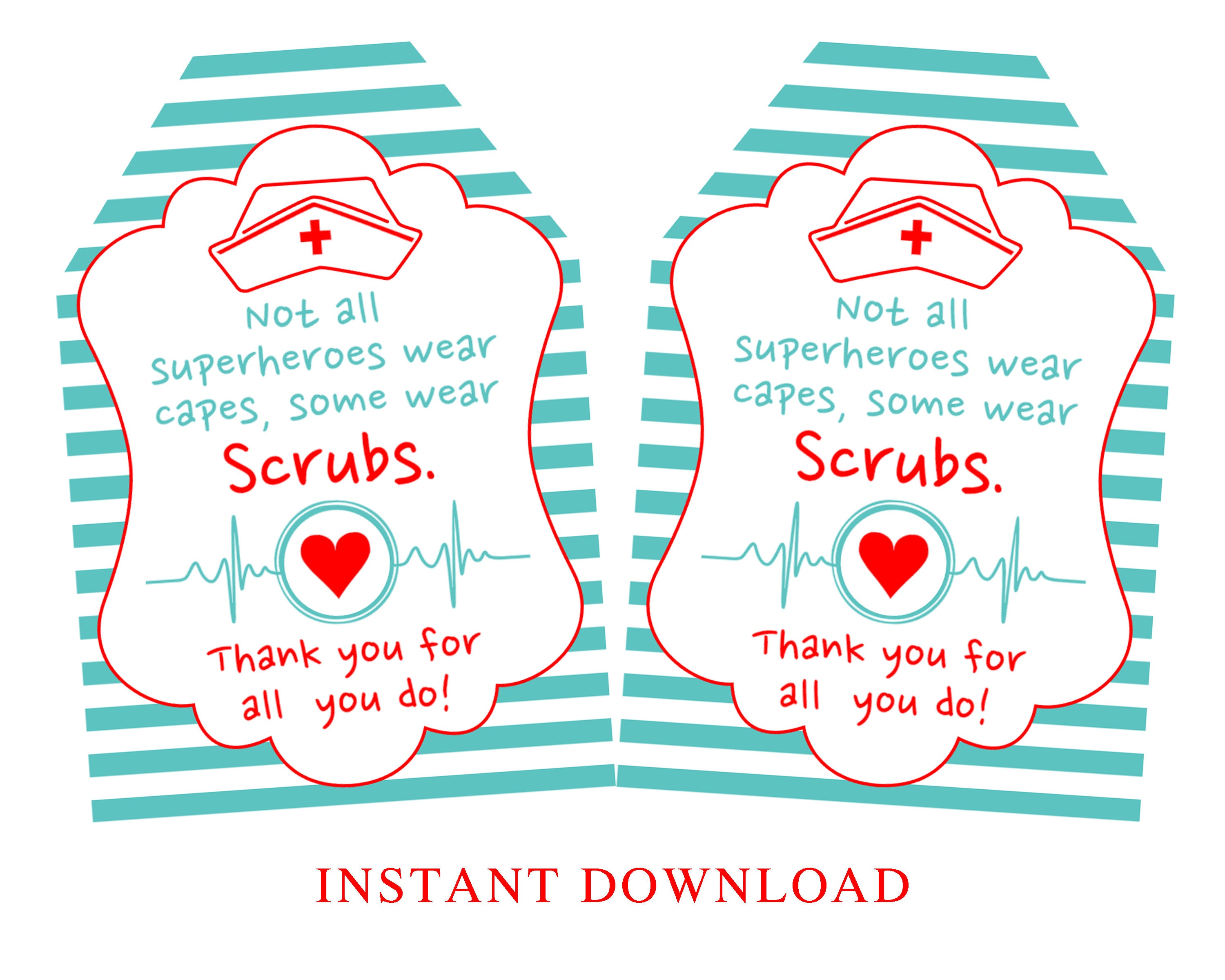 Nurses Week Gift Tags Printable Nurse Thank You Tags Doctor - Etsy