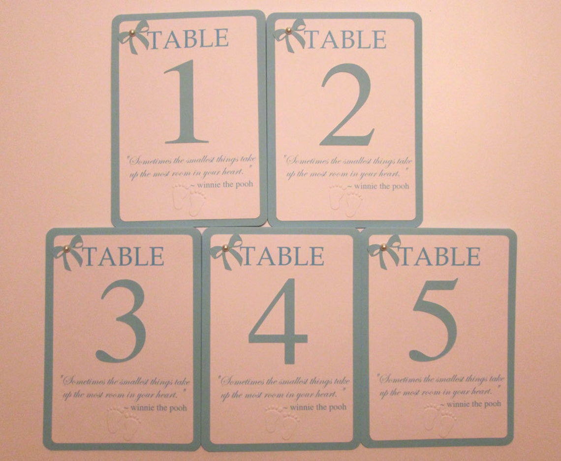 4 Blue Boy Baby Shower Table Numbers Baby Shower Table Cards | Etsy
