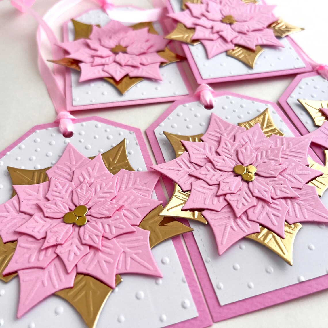 Pink Poinsettia Christmas Gift Tags, Christmas Tags, Holiday Gift Tags ...