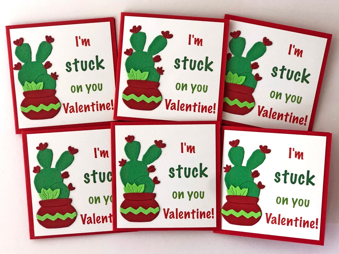 I'm Stuck on You Valentine Cards, Cactus Valentine's Day Tags ...