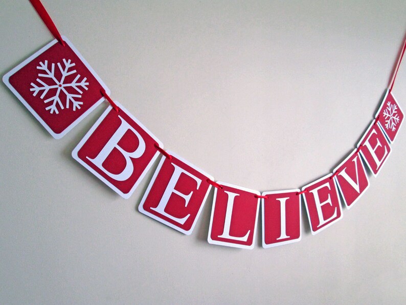 Merry Christmas Banner Believe Banner Christmas Decoration | Etsy