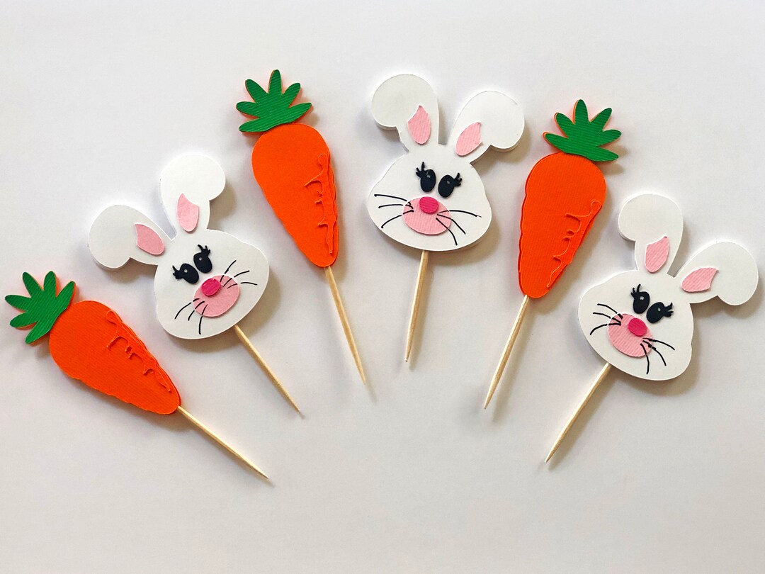 Easter Cupcake Toppers, Spring Bunny Toppers, Carrot Toppers, Rabbit ...