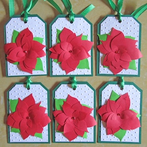 Poinsettia Christmas Gift Tags - Christmas Tags - Holiday Gift Tags ...