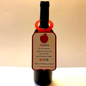 6 Teacher Gift Tags, Teacher Appreciation, Teacher Wine Tags, Teacher ...